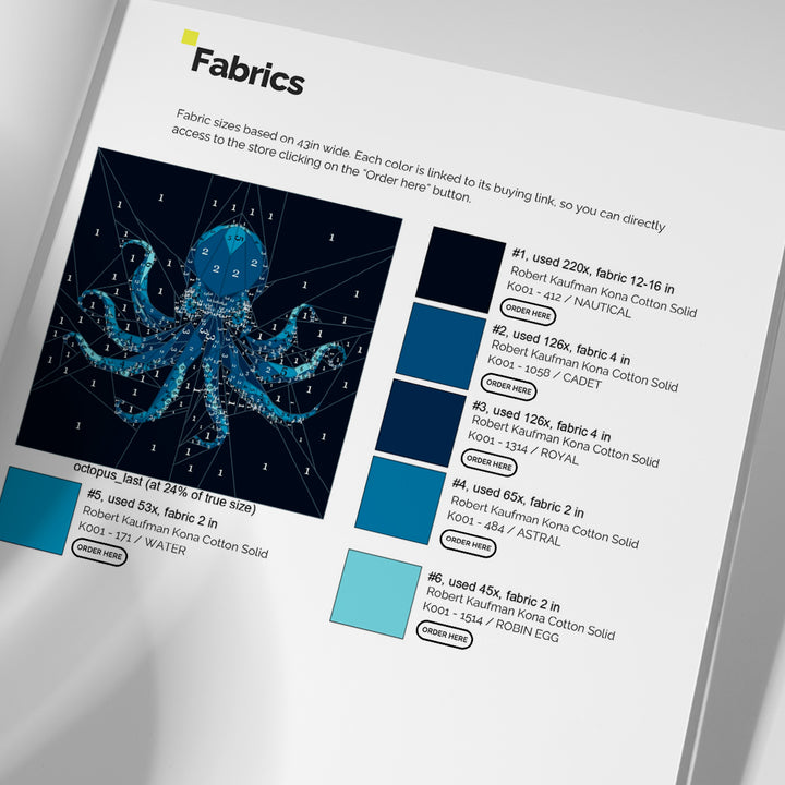 Abysmal Octopus from the Sea Paper Piecing Quilt Pattern – Modern Quilt ...